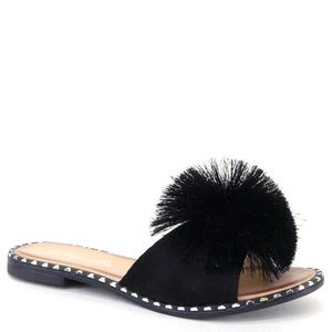 Verano Rio | Shoes | New Verano Rio Black Pom Pom Mule Slide Sandals ...